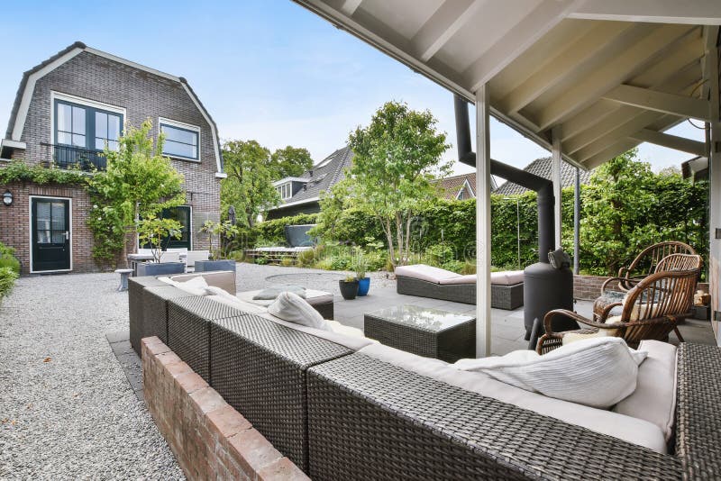 Beautiful veranda design stock photo. Image of fashionable - 232406566