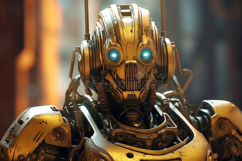 View of a Beautiful Yellow Robot. Generative AI. Stock Illustration ...