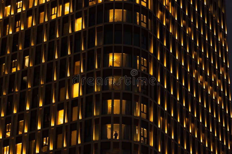 View of the Beautifully Illuminated Facade of the Building at Night ...