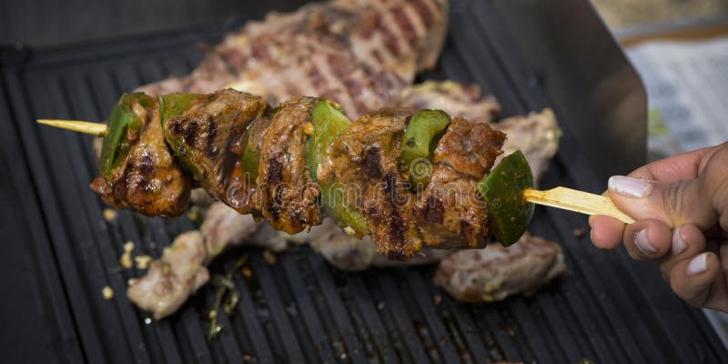 View of Beef Being Cooked on a Griddle Stock Image - Image of food ...