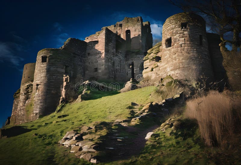 A View of Beeston Castle in Cheshire Stock Illustration - Illustration ...
