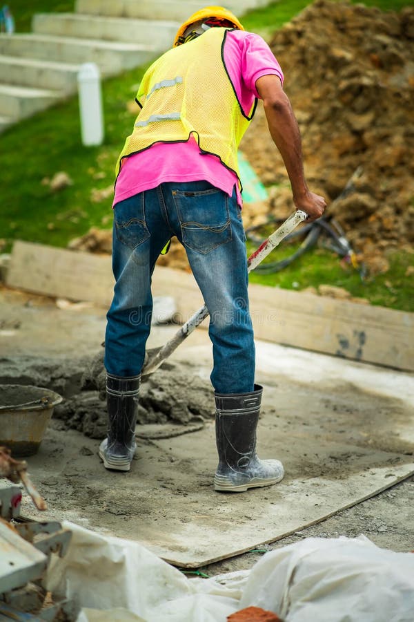 View from Behind of Construction Worker in the Construction Site ...