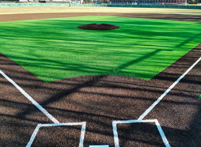View from Behind Home Plate of a New Turf Baseball Field Stock Image ...
