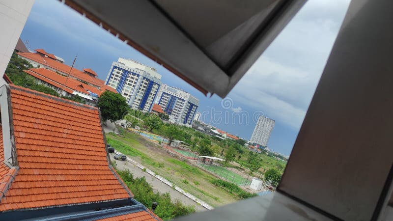 The View Behind the Office Window Stock Image - Image of town, vehicle ...