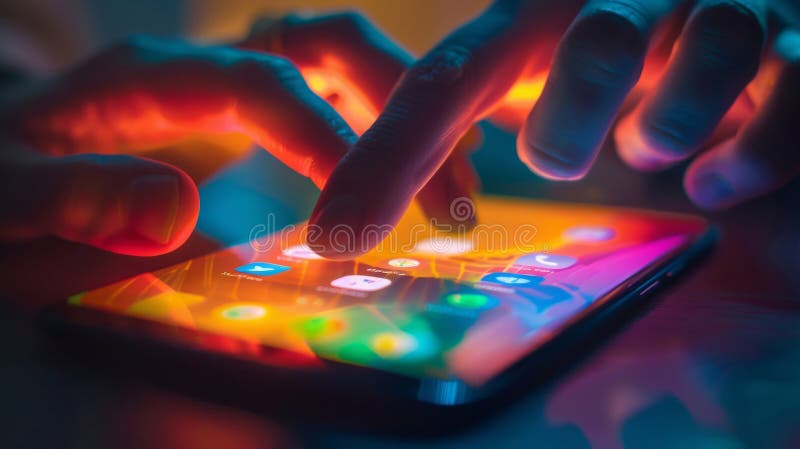 The View from Behind the Phone Captures Hands Gripping a Smartphone ...