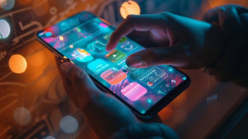 The View from Behind the Phone Captures Hands Gripping a Smartphone ...