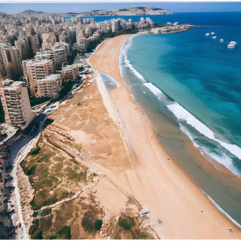 A View of Beirut in Lebanon Stock Illustration - Illustration of ocean ...