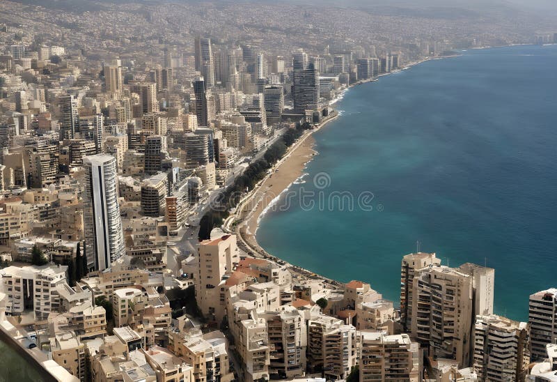 A View of Beirut in Lebanon Stock Illustration - Illustration of cape ...