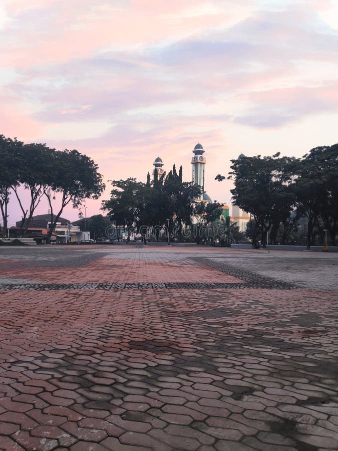 The View of Bekasi Town Square Under the Twilight Sky Stock Photo ...