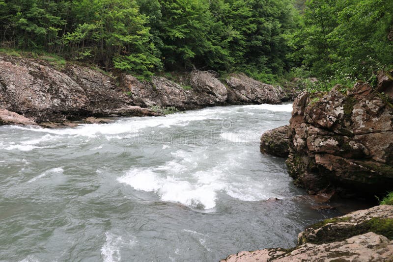 View of Belaya River in Granite Gorge Stock Photo - Image of flowing ...