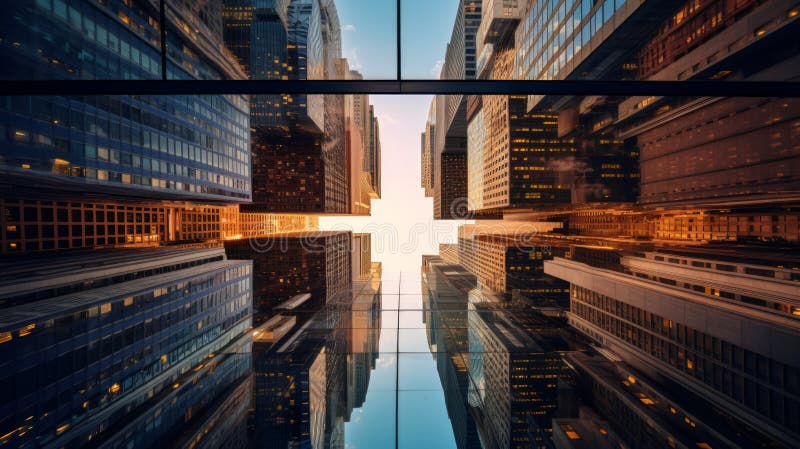 View from Below into Blue Sky with Clouds of Large Modern Skyscraper ...