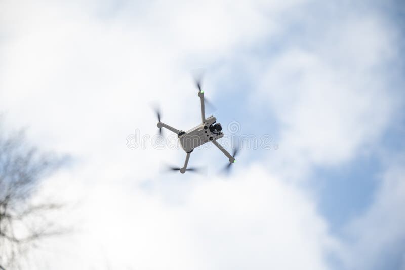 View from Below of a Drone Floating in the Air Stock Photo - Image of ...
