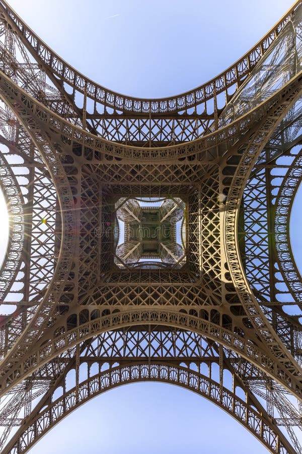 View from Below the Eiffel Tower, an Architectural Masterpiece Stock ...