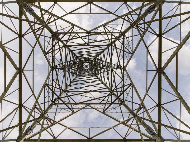 View from Below of an Electriciy Pylon Stock Image - Image of pylon ...