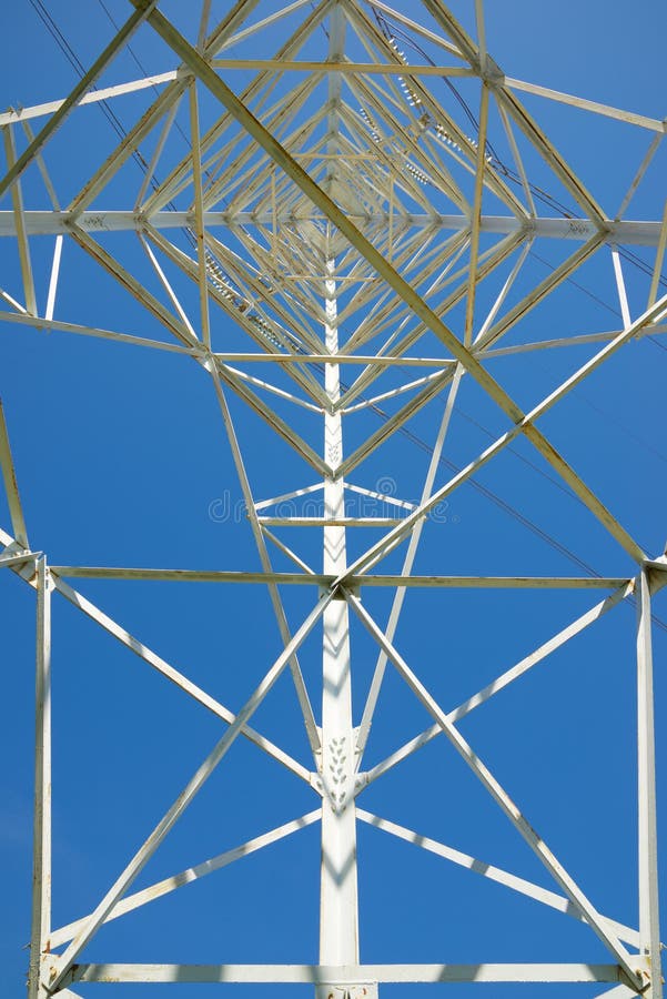 View from Below a High Voltage Tower Stock Photo - Image of generate ...
