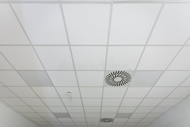 A Suspended Panel Ceiling Seen in Perspective in a Narrow Room. Stock ...