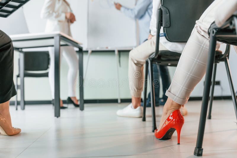 View from Below. People Sitting on the Master Class for Business Stock ...