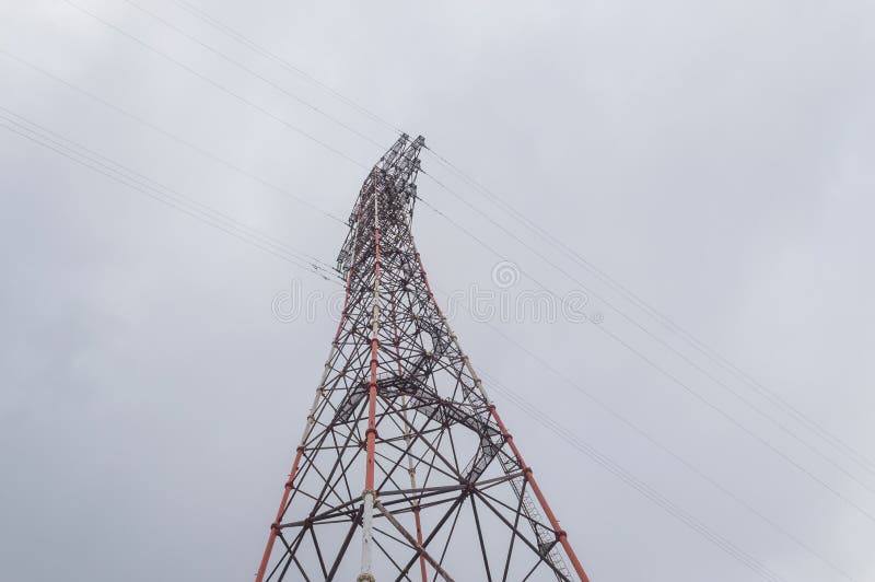 View from Below on Power Line Support Stock Photo - Image of ...