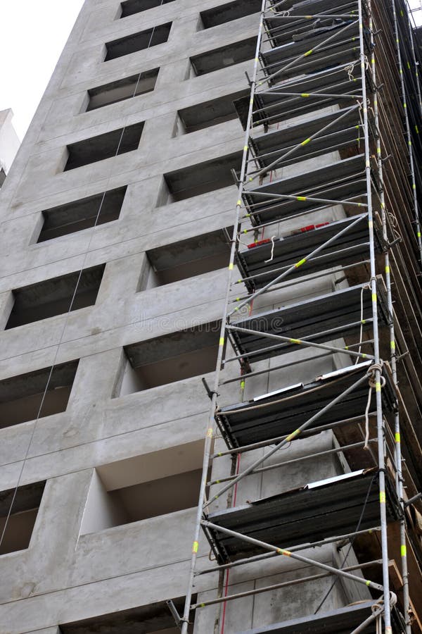View from Below on Scaffold Placed Against Unfinished Edifice, New ...