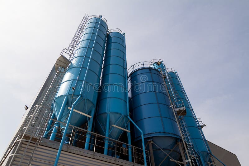 View from Below of Tower Silos Bulk Storage Stock Image - Image of ...