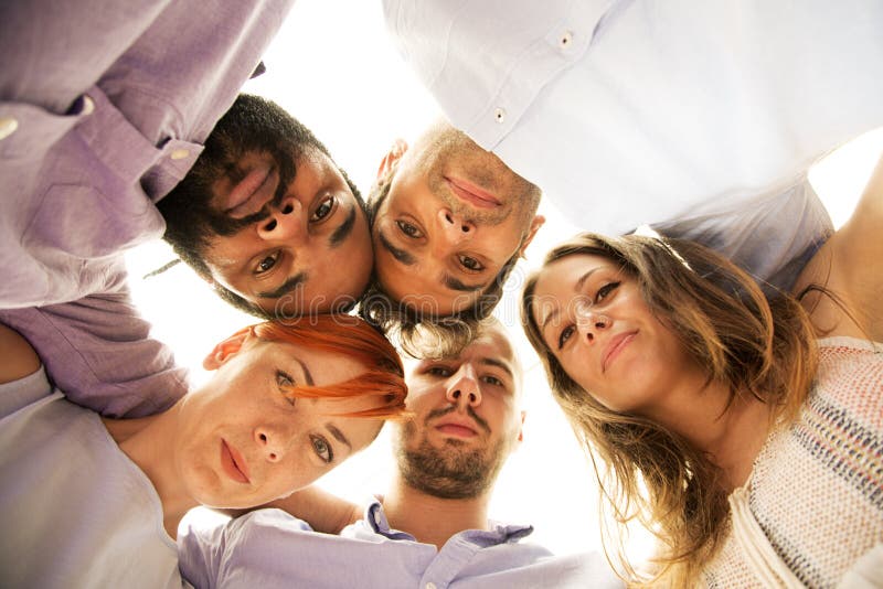 View from Below at Young People Stock Image - Image of socializing ...