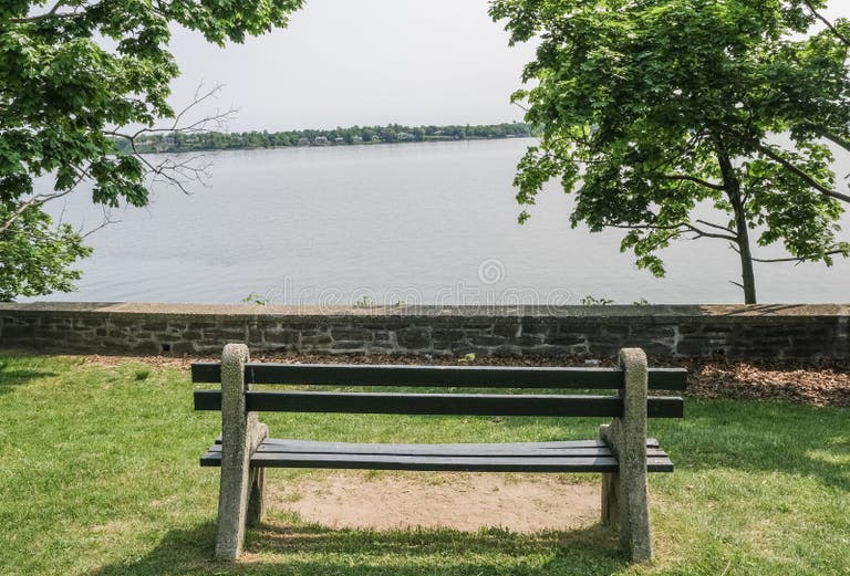 Bench in front of a river stock image. Image of woodland - 280250791