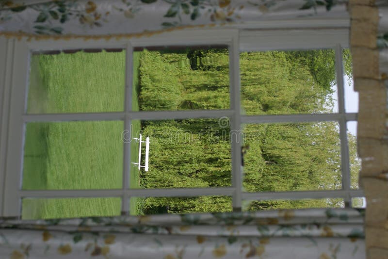 View of Bench through Window Stock Image - Image of relaxation, bench ...