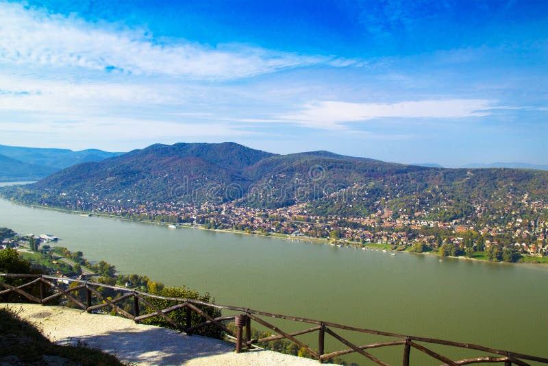 View of Bend of Danube in Hungary Stock Image - Image of landscape ...