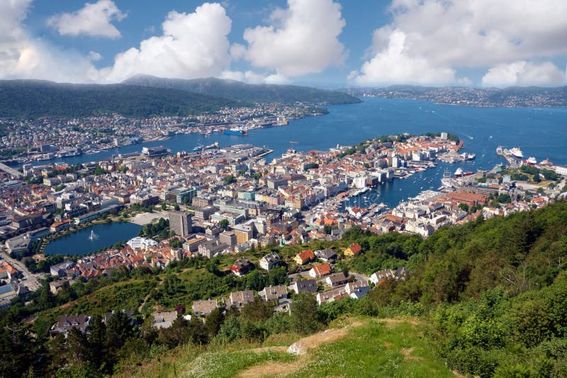 Bergen City from Mountain of Sandviken Stock Image - Image of mountain ...