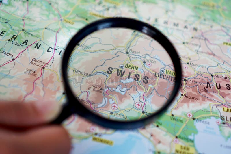 View of Bern, Switzerland on a Geographic Map of Europe Stock Photo ...