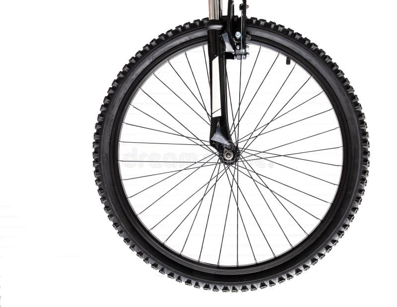 View of a Bicycle Front Wheel Mounted on the Forks Stock Photo - Image ...