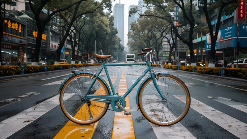 View of Bicycle on Highway Road Stock Photo - Image of leisure, hobby ...