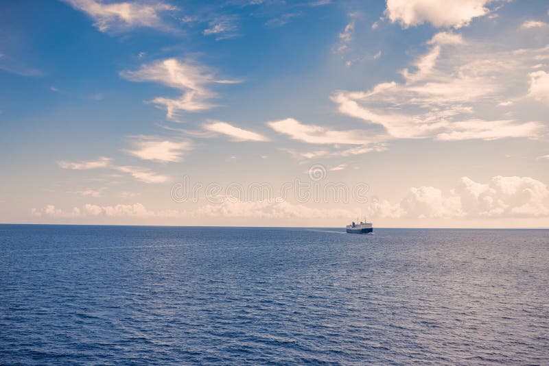 View on the Big Ferry in in the Middle of the Ocean Stock Photo - Image ...