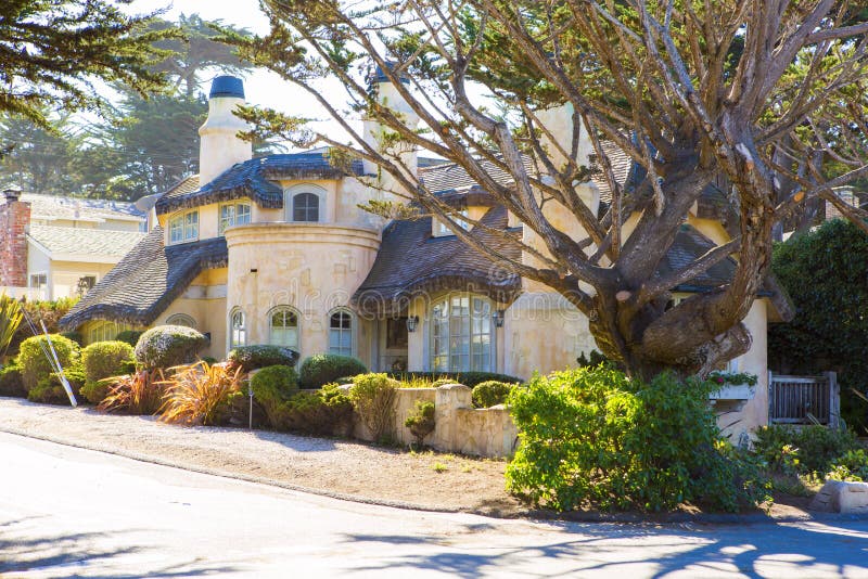 VIew of the Big Stone House with Large Windows Stock Image - Image of ...