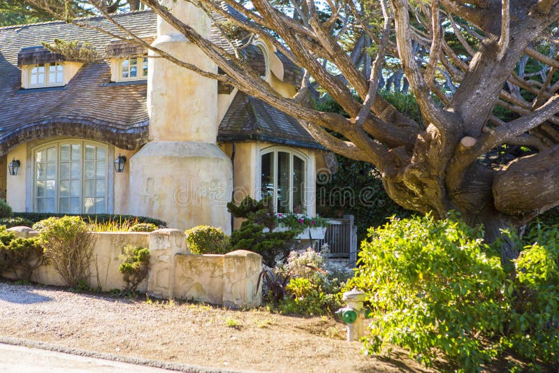 VIew of the Big Stone House with Large Windows Stock Image - Image of ...
