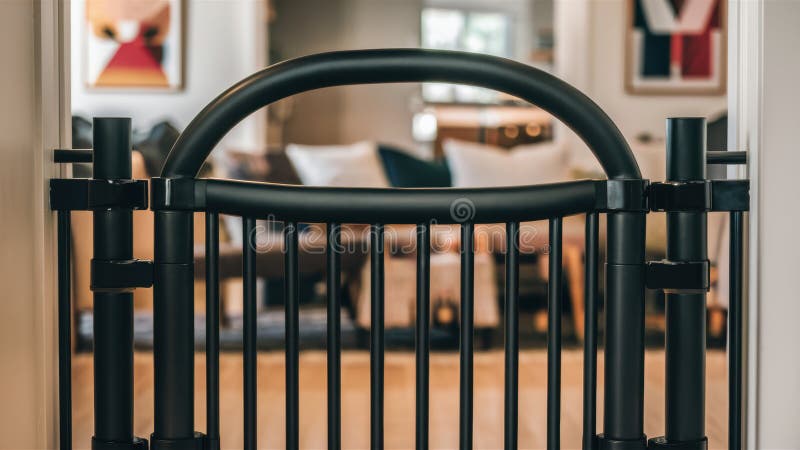 A View of a Black Gate with Some Furniture Behind it, AI Stock Image ...