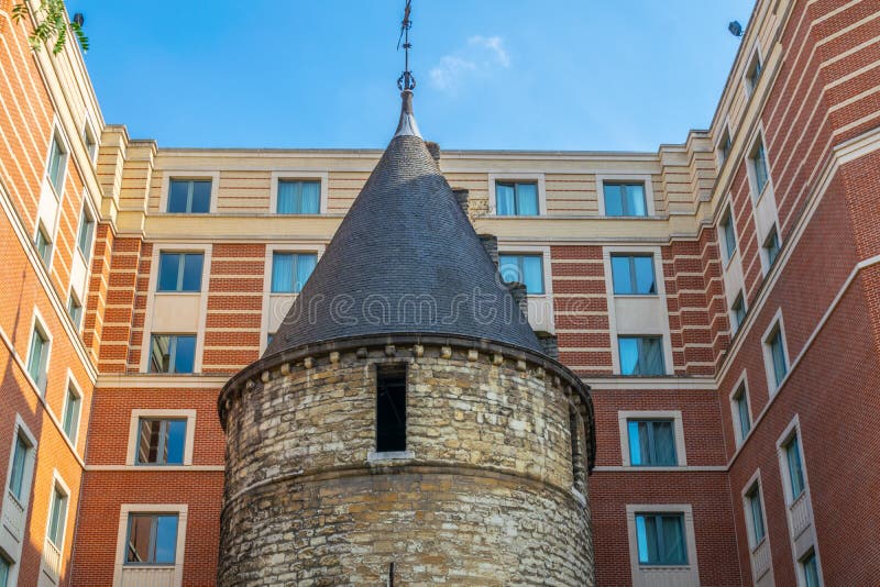 View of Black Tower in Brussels, Belgium Stock Photo - Image of round ...
