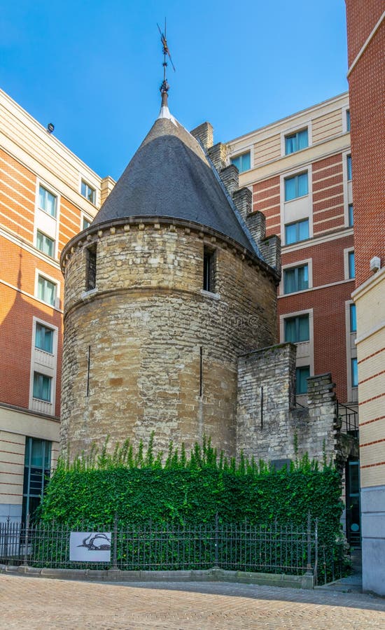 View of Black Tower in Brussels, Belgium Stock Photo - Image of ...