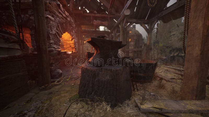 View of Blacksmithing Tools in the Forge Stock Illustration ...