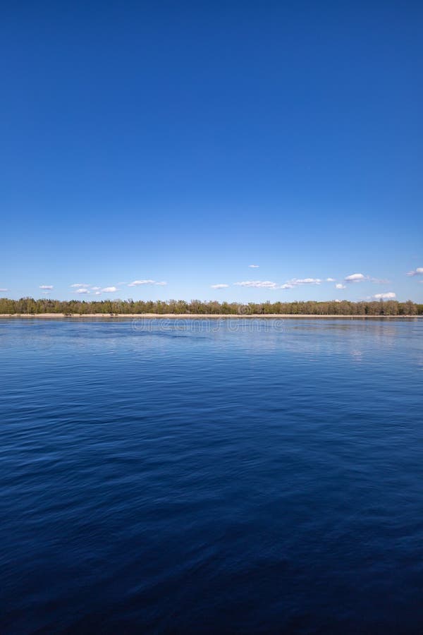 View with Blue Deep River and Horizon Line Stock Photo - Image of city ...