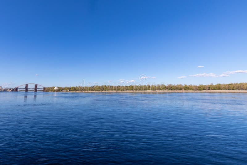 View with Blue Deep River and Horizon Line Stock Photo - Image of ...