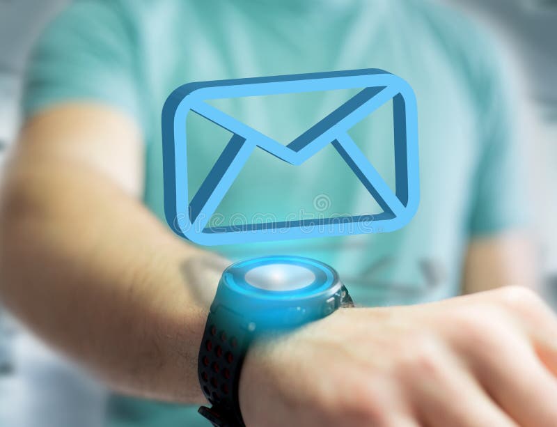 Blue Email Symbol Displayed on a Futuristic Interface - Message Stock ...