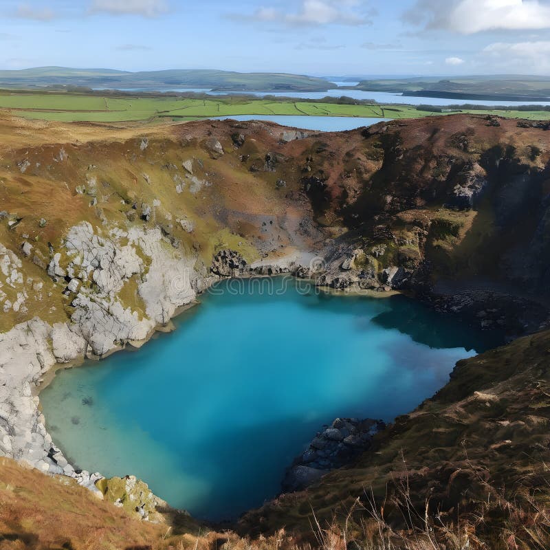 A View of the Blue Lagoon in North Wales Stock Illustration ...