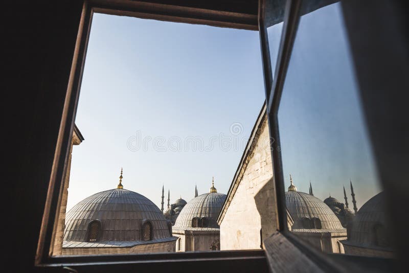 View of Blue Mosque through Window Hagia Sophia Stock Photo - Image of ...