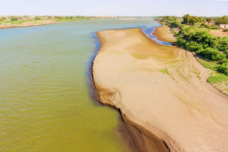 View at Blue Nile River from the Bridge in Wad Madani Stock Photo ...