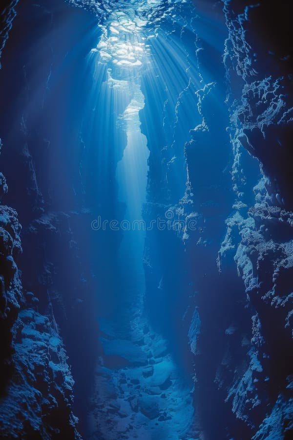 A View of a Blue Ocean with Sunlight Shining through the Water, AI ...