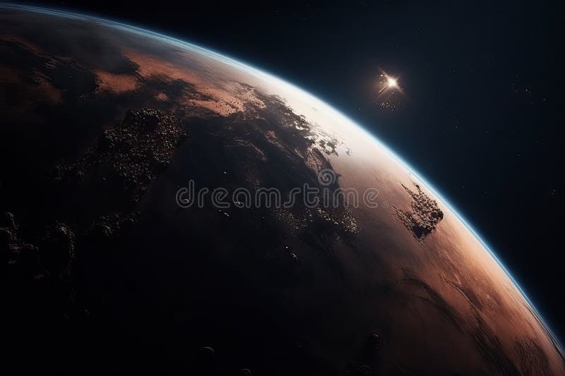 View of Blue Planet Earth in Space, Earth S Atmosphere and Black Space ...