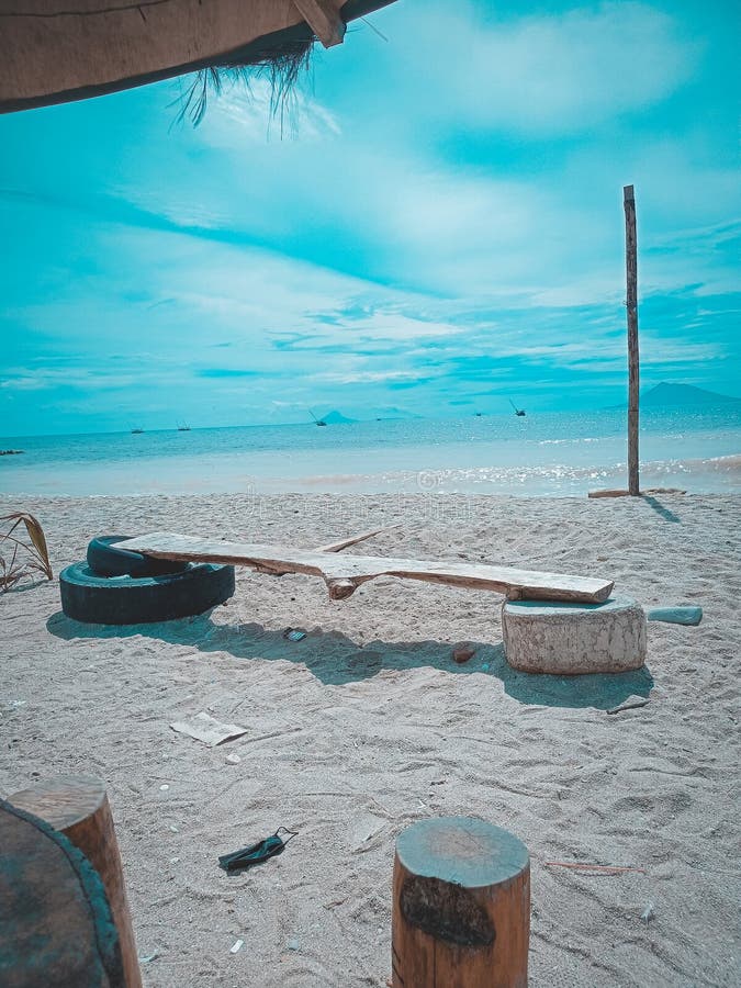 View of the Blue Sky Beach in Eastern Lampung Indonesia Stock Photo ...