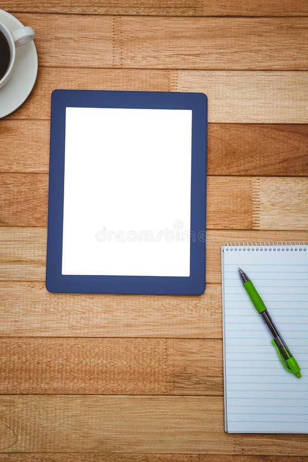 View of a blue tablet stock image. Image of black, office - 61435685