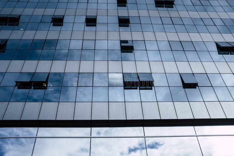 View of Blue Windows in a Skyscraper Modern Offices Building - Concept ...